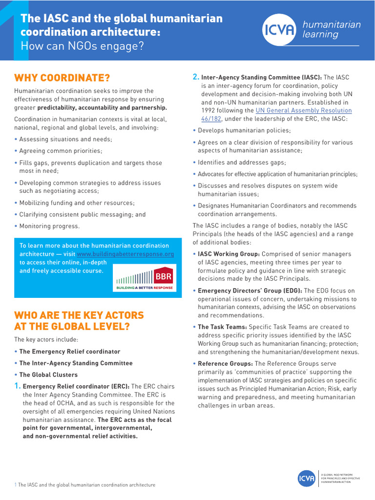 Topic 1 Humanitarian Coordination | PDF | Humanitarian Aid | Non Governmental Organization