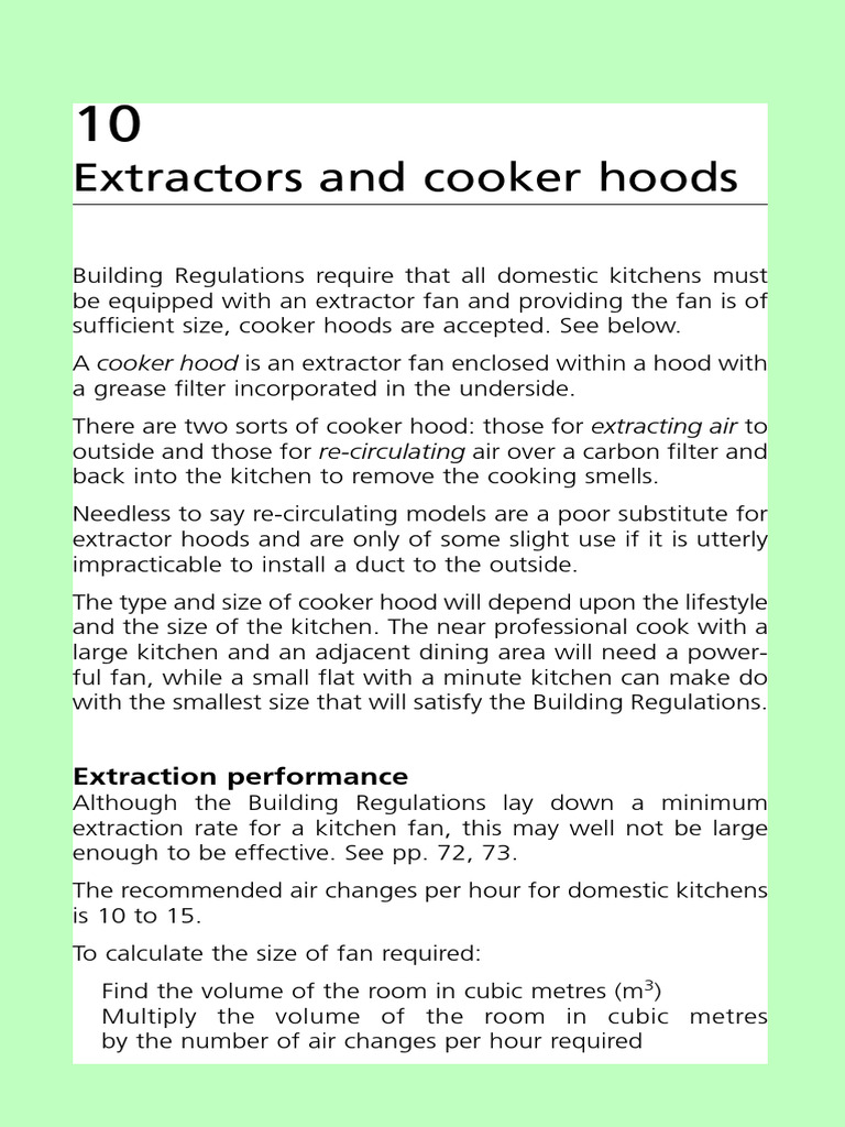 Kitchen Extractors and Cooker Hoods Guide | PDF | Duct (Flow) | Kitchen ...
