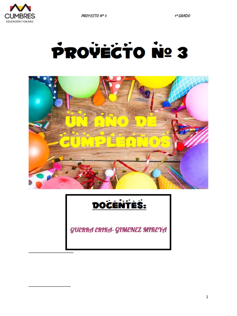 PROYECTO Cumples - 1er Grado | PDF | Lingüística