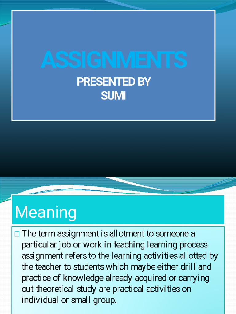 Assignments | PDF