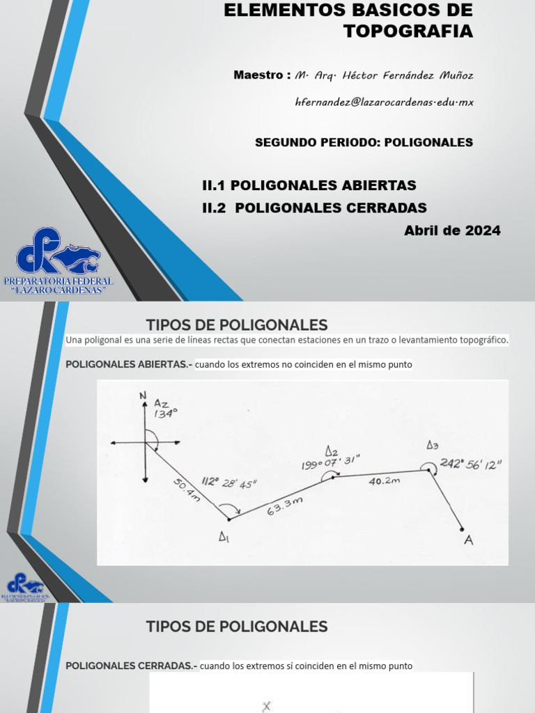 Tipos de Poligonales en Topografía | PDF | Ángulo | Azimut