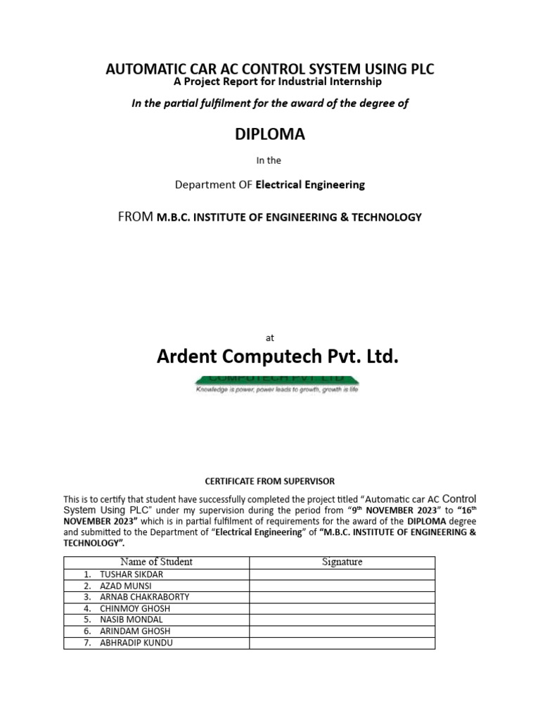 Comp Automactic Car Ac Control System Using PLC | PDF | Programmable Logic Controller | Automation