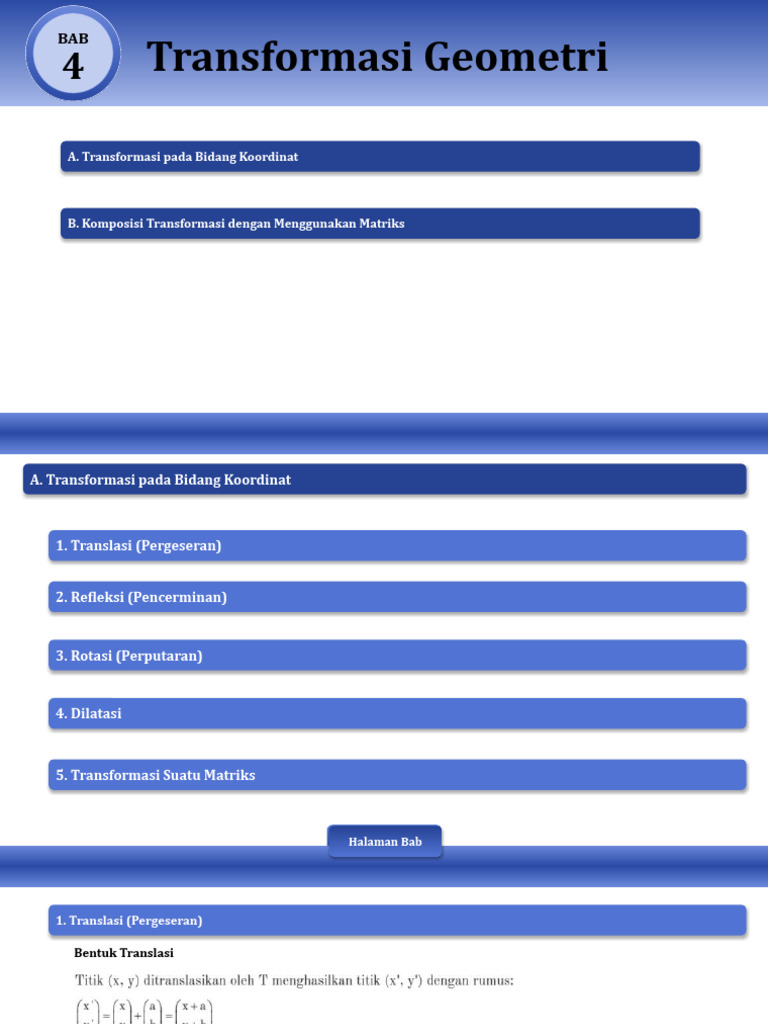 Matematika TK Lanjut - Bab IV - Transformasi Geometri | PDF