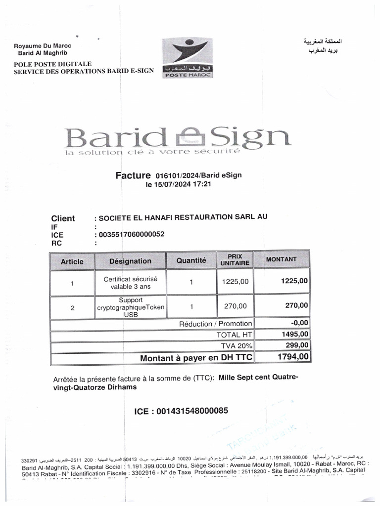 Facture Baridesign | PDF
