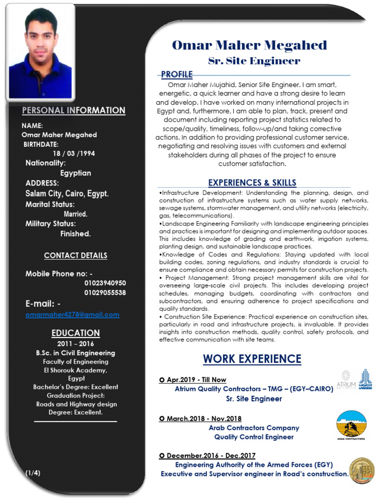 Senior Site Engineer Resume - Omar Megahed | PDF | Regulatory ...