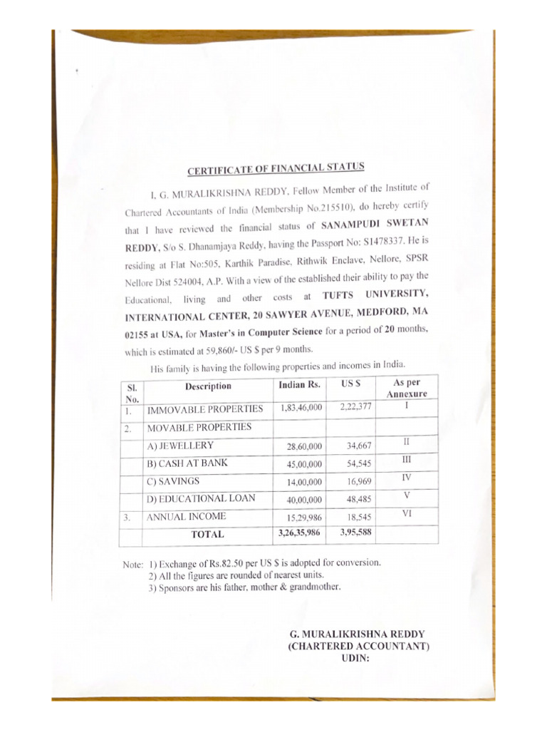 Certificate of Financial Status | PDF