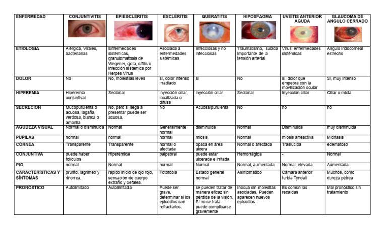 Cuadro Diferencial de Ojo Rojo PDF | PDF | Epidemiología | Ciencias de ...