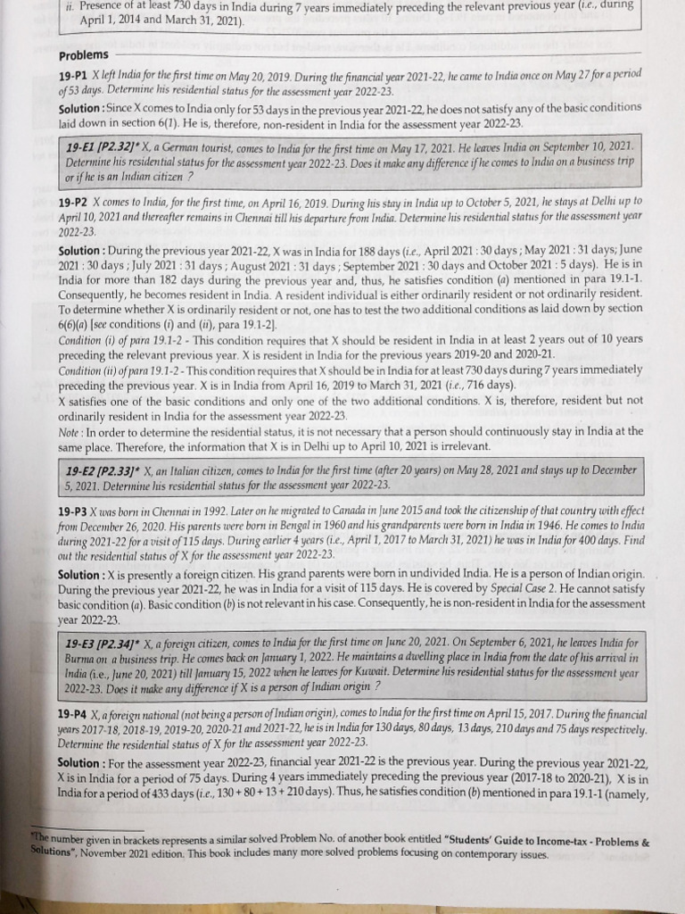 Problems On Residential Status. | PDF