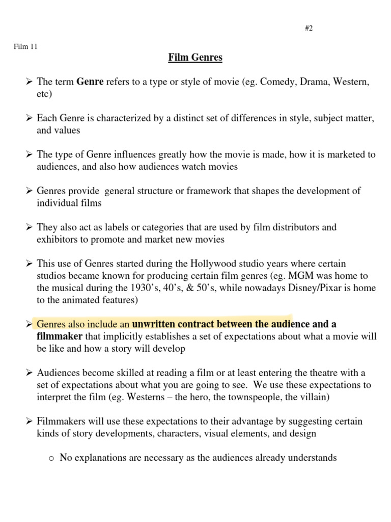 02 Notes Movie Genres 2020 | PDF | Action Films | Genre