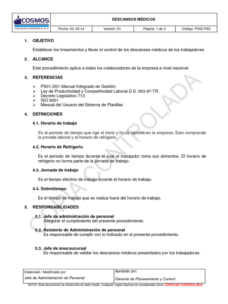 PS02 P22.Descansos Médicos | PDF | Finanzas y dinero