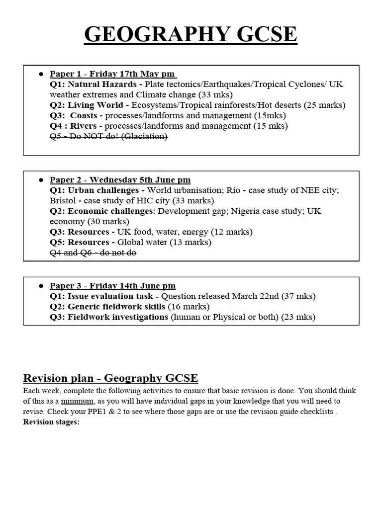 GCSE Geography Exam Revision Guide | PDF | Earth Sciences