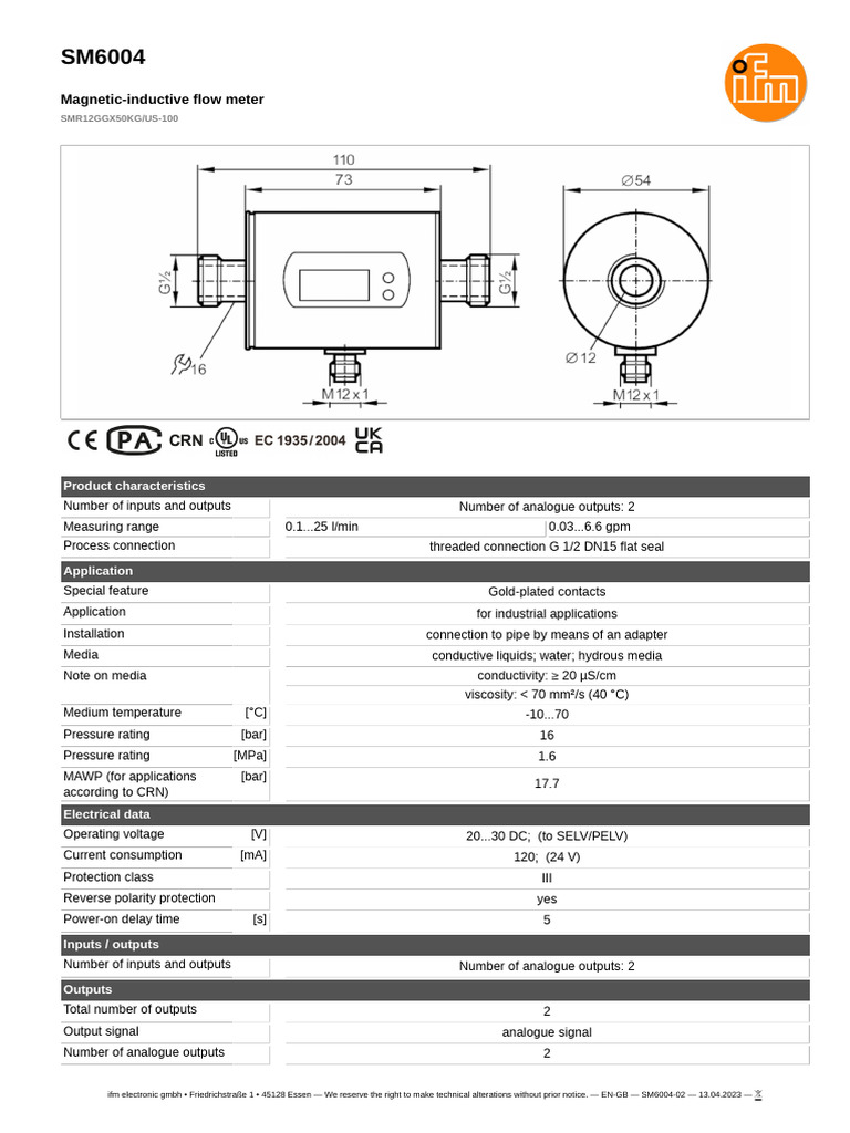 SM6004 02 - en GB | PDF | Flow Measurement | Electrical Engineering