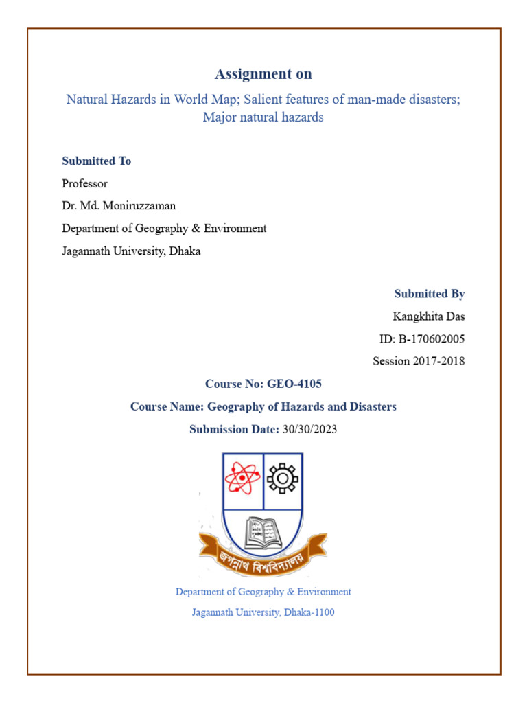 Assignment 1 | PDF | Natural Disasters | Hazards