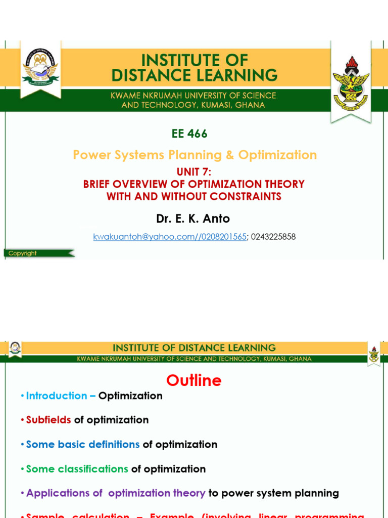 24-IDL-EE 466-UNIT 7-Brief Overview of Optimization Theory PDF | PDF ...