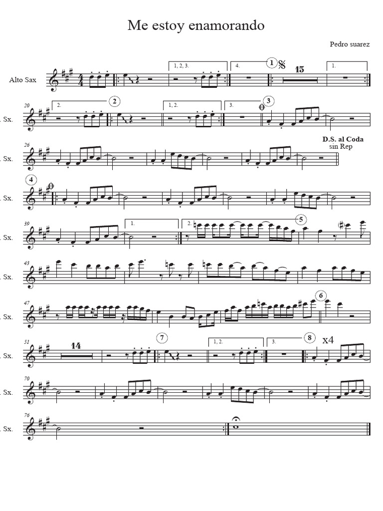 Me Estoy Enamorando - Saxo Alto - Score | PDF