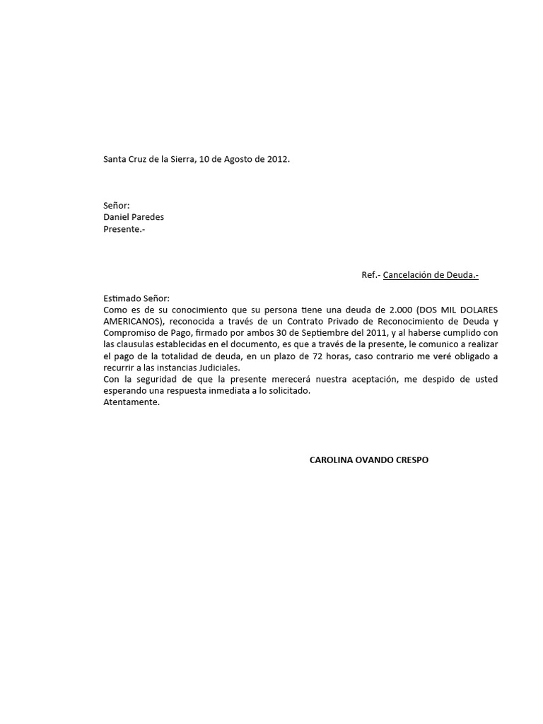 Cancelacion de Deuda | PDF