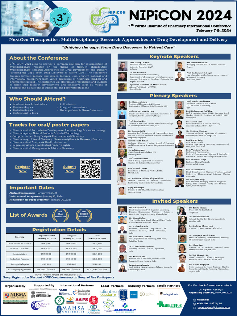 NIPiCON 2024 Third Announcement | PDF | Pharmacy | Pharmacology
