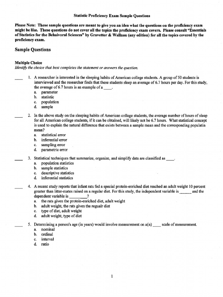 Proficiency Exam Questions | PDF