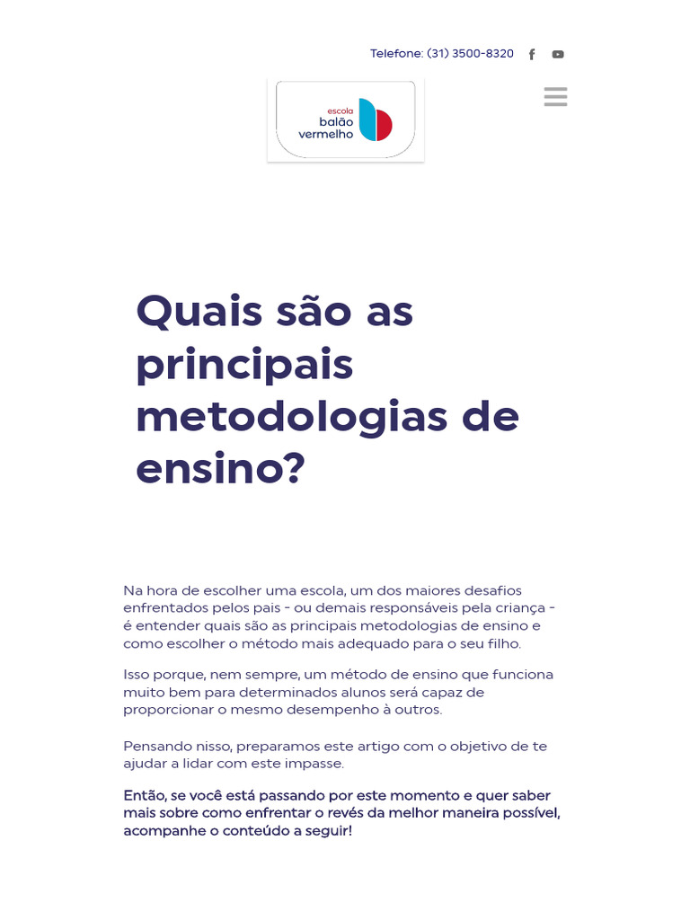 Quais São As Principais Metodologias de Ensino | PDF | Método de ensino | Aprendizado