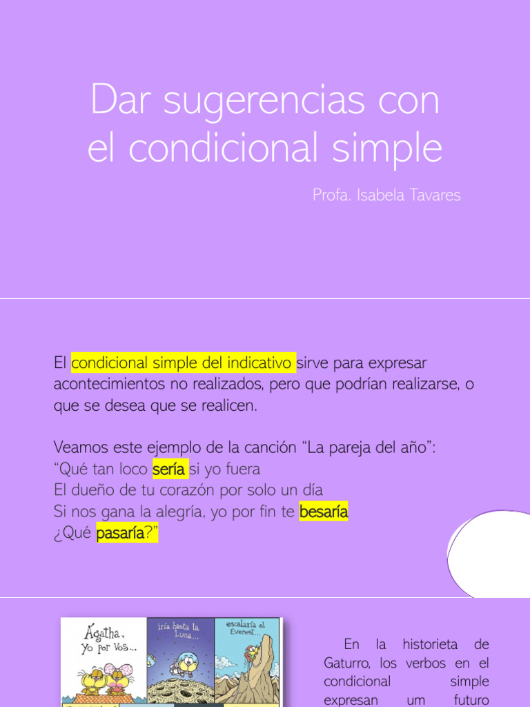 Clase de ELE Dar Sugerencias Con El Condiconal Simple | PDF