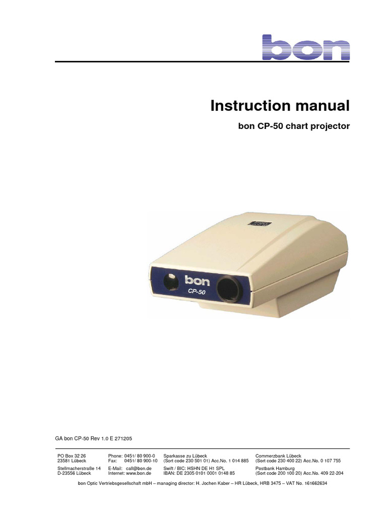 Bon CP-50 Chart Projector - Instruction Manual | PDF | Fuse (Electrical ...