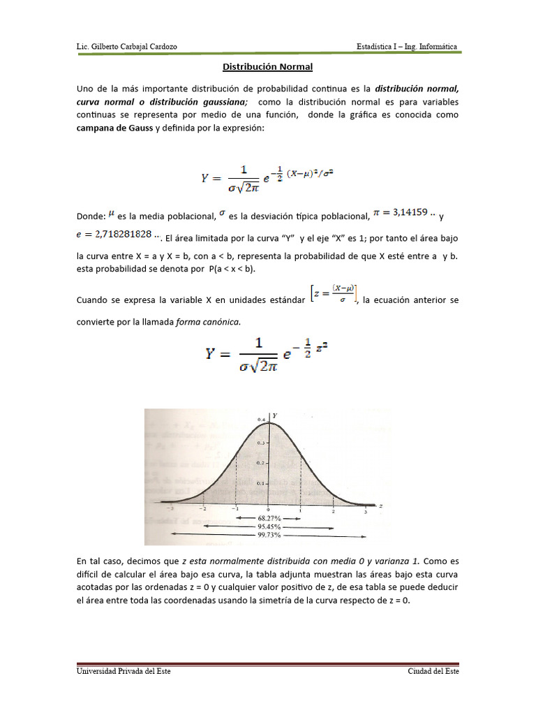 Distribución Normal | PDF | Distribución normal | Teoría estadística