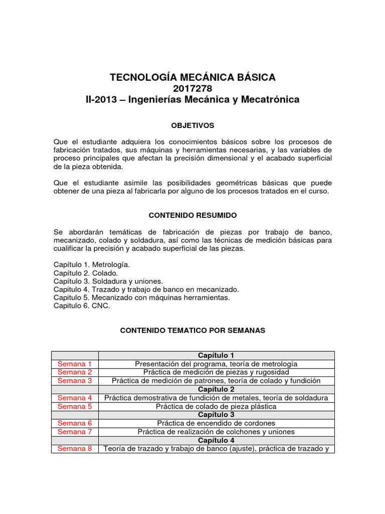 Prog Tec Mec II 2013 | PDF | Mecanizado | Laboratorios