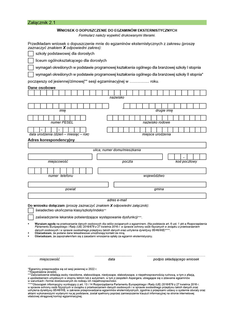Wniosek Dopuszcz Do Egz Zal 2 1 | PDF