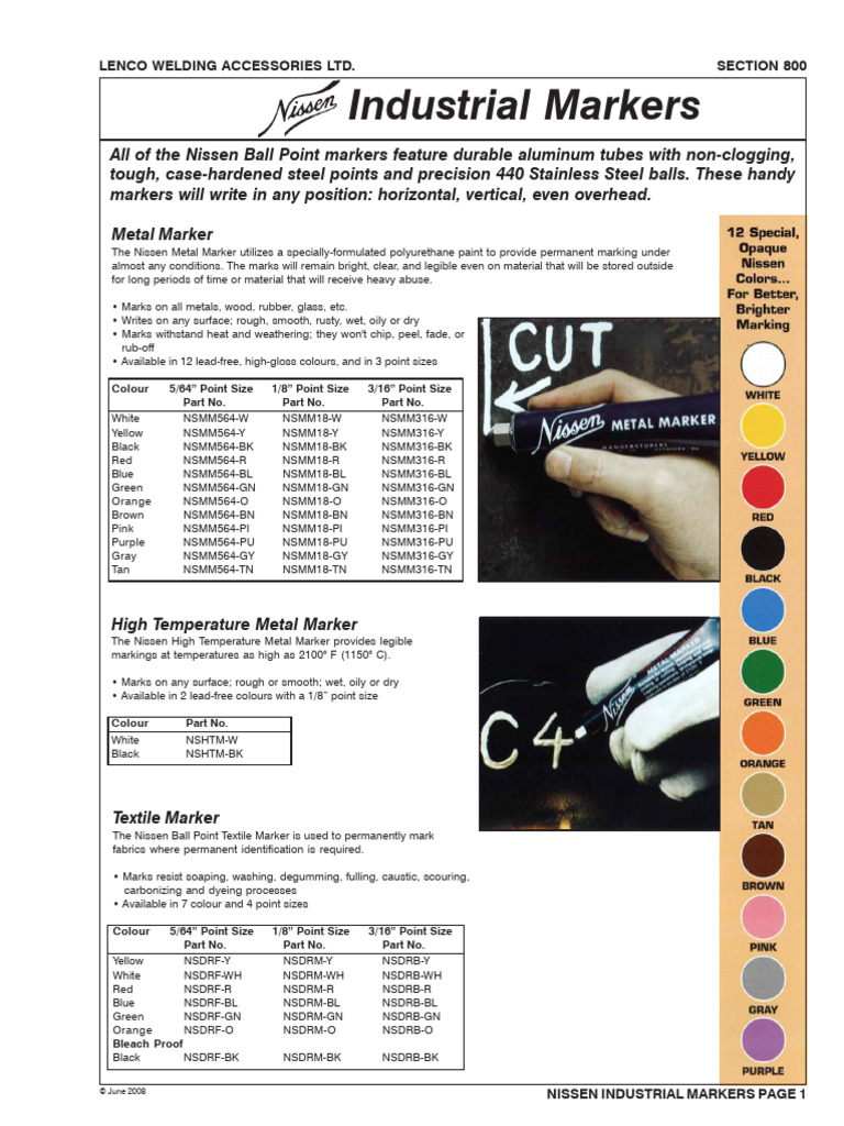Industrial Markers - Lenco Welding Accessories Ltd. | PDF | Paint | Glasses