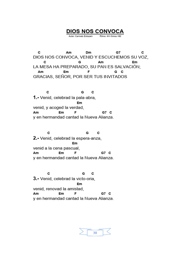 1ENT DIOS NOS CONVOCA Acordes | PDF