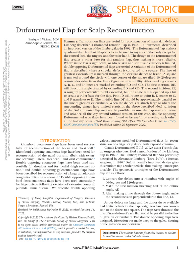 Dufourmentel Flap For Scalp Reconstruction.10 | PDF | Surgery | Wound