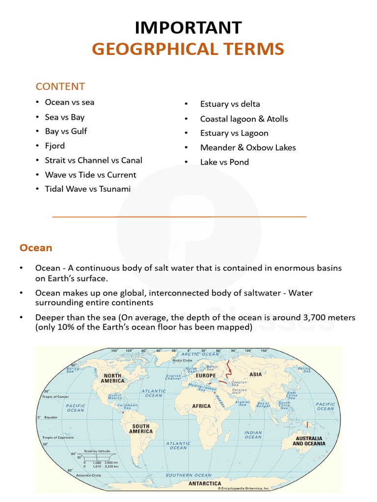Important Geographical Terms | PDF | Tide | Oceans