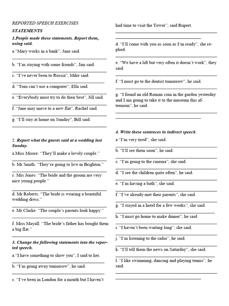 Reported Speech practice | PDF