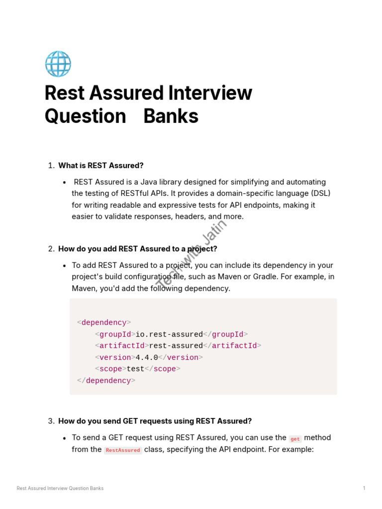 Rest Assured Interview Questions Bank | PDF | Json | Library (Computing)