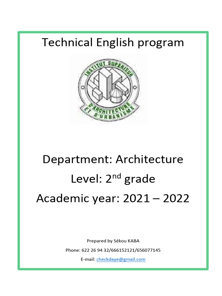 Archi Technical English 2nd Grade | PDF | Interior Design