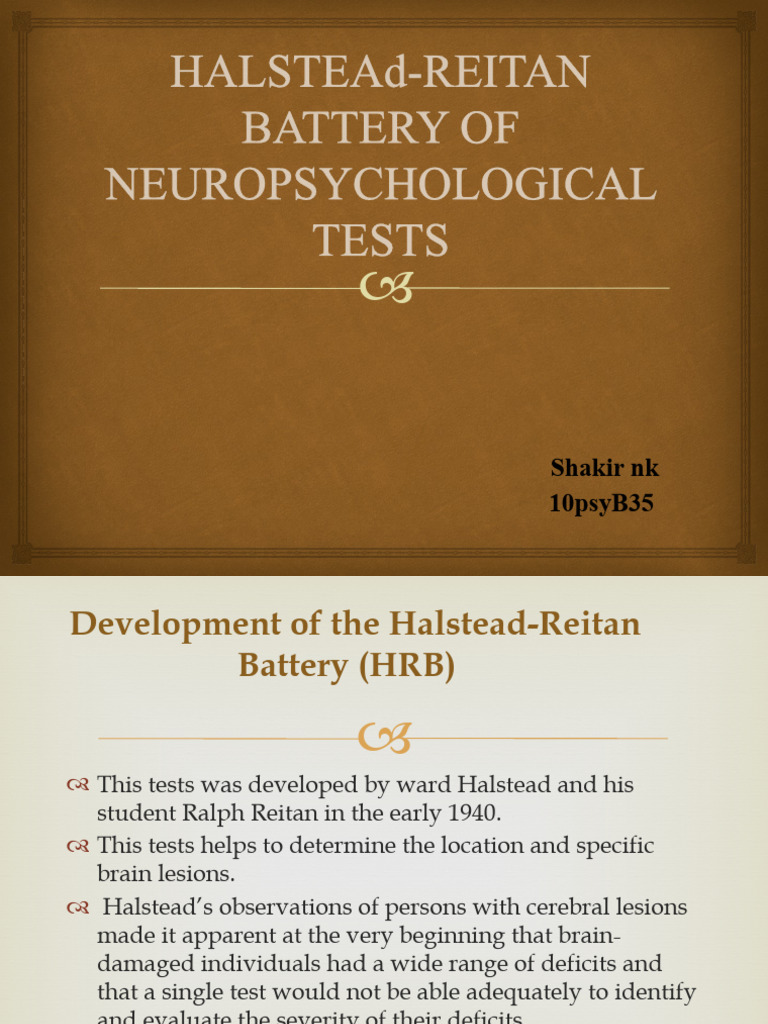 Halstead-Reitan Neuropsychological Tests | PDF | Perception | Nervous ...