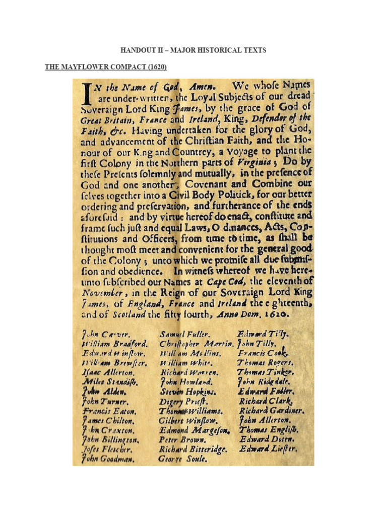 Key Historical Texts: Mayflower & Declaration | PDF | Federal ...