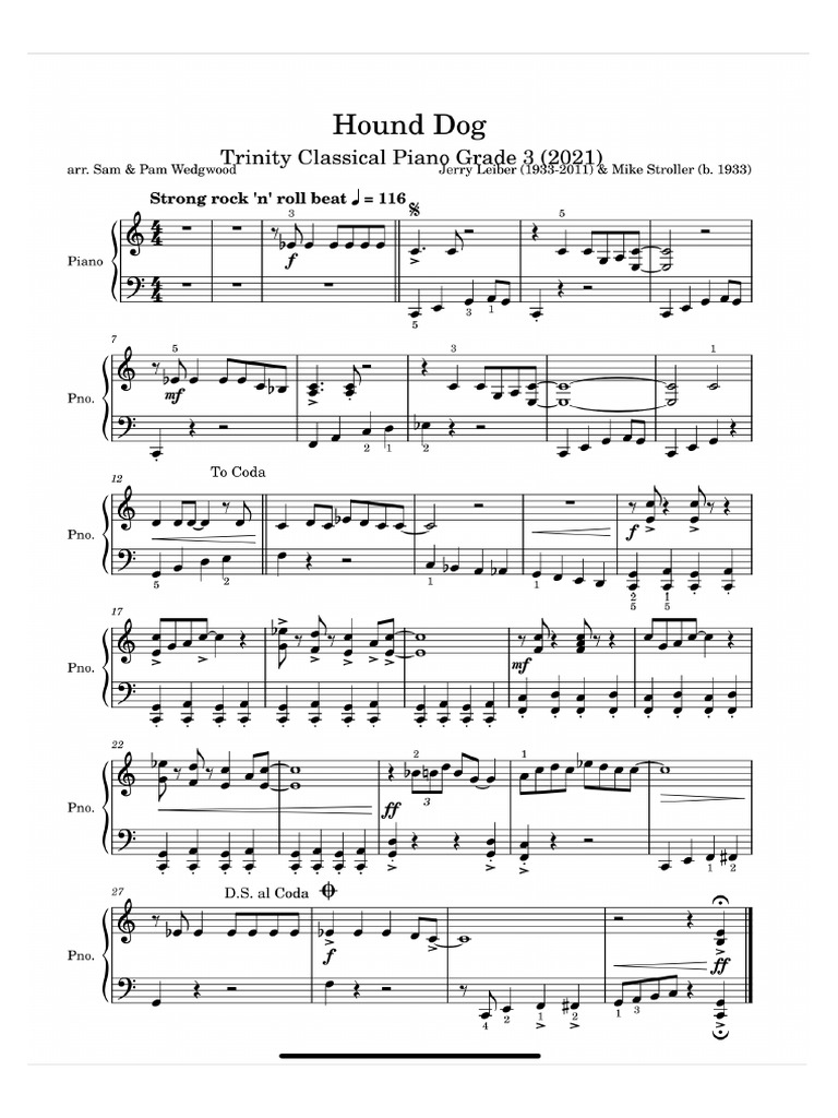 Hound Dog Grade3 Piano | PDF