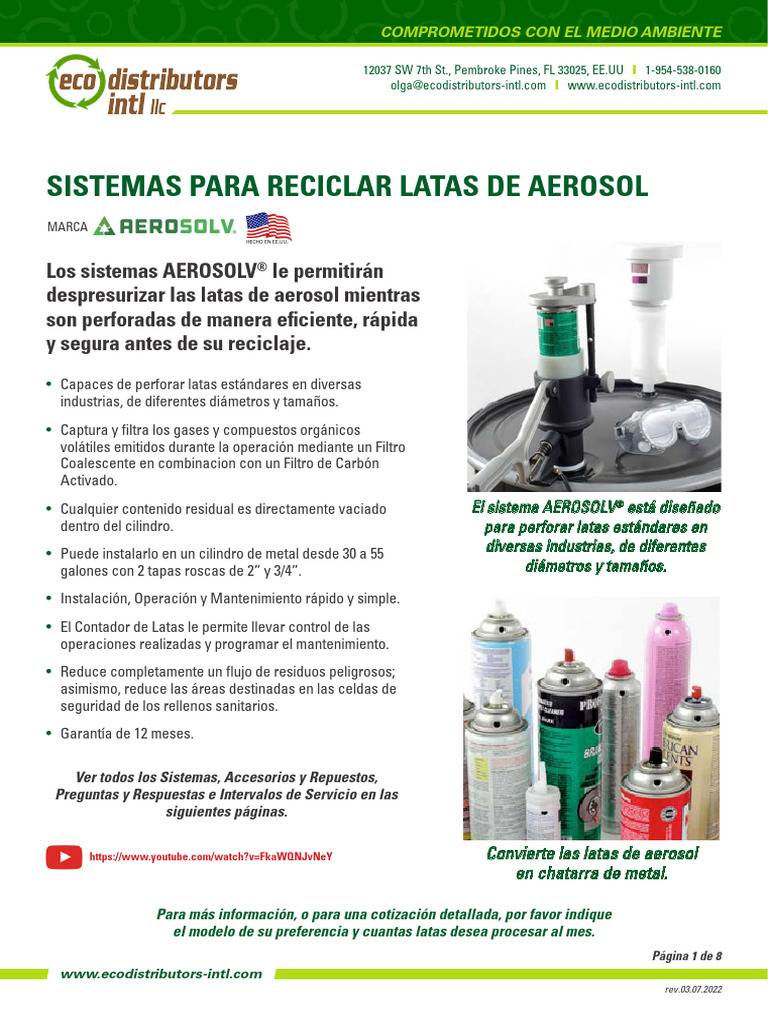 EDI Aerosolv Datos 2022 Spa | PDF | Perforación | Reciclaje