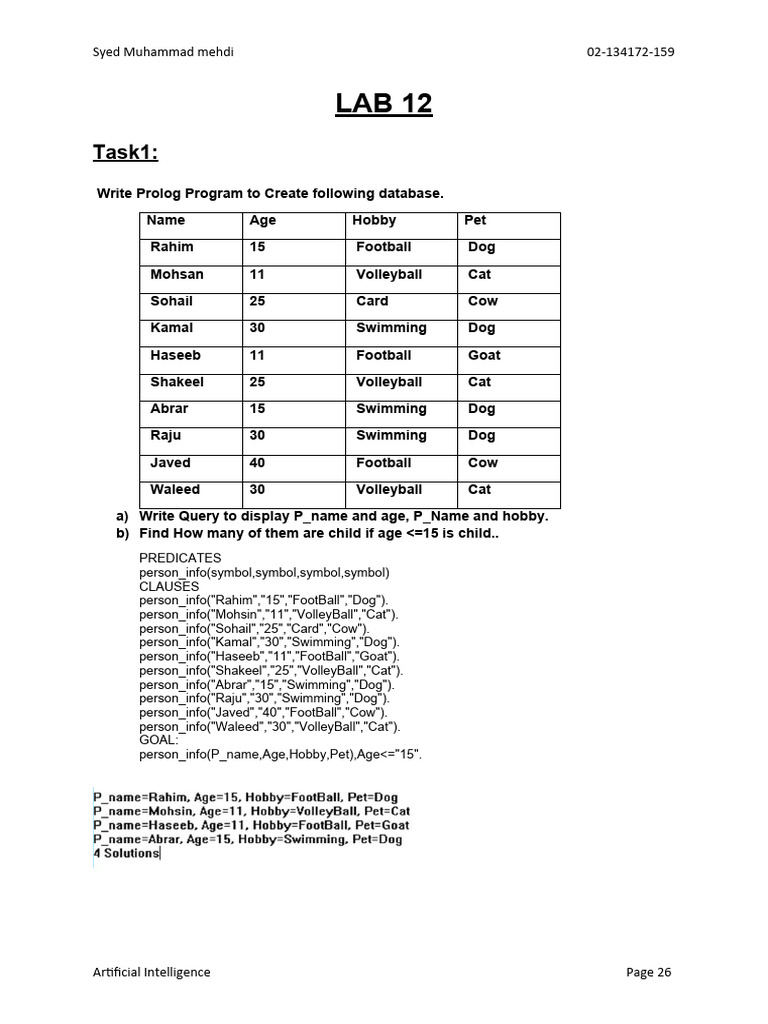 Prolog Database and Queries Guide | PDF | Animals And Humans ...