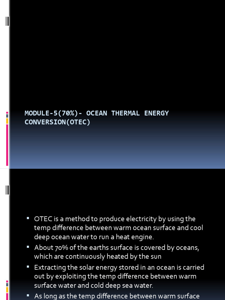 Ocean Thermal Energy Conversion Explained | PDF | Water | Oceans