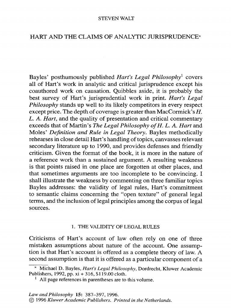 Hart's Legal Philosophy Reviewed | PDF | Jurisprudence | Theory