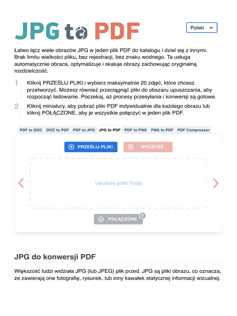 JPG Na PDF - Konwersja Zdjęć JPEG Na PDF | PDF