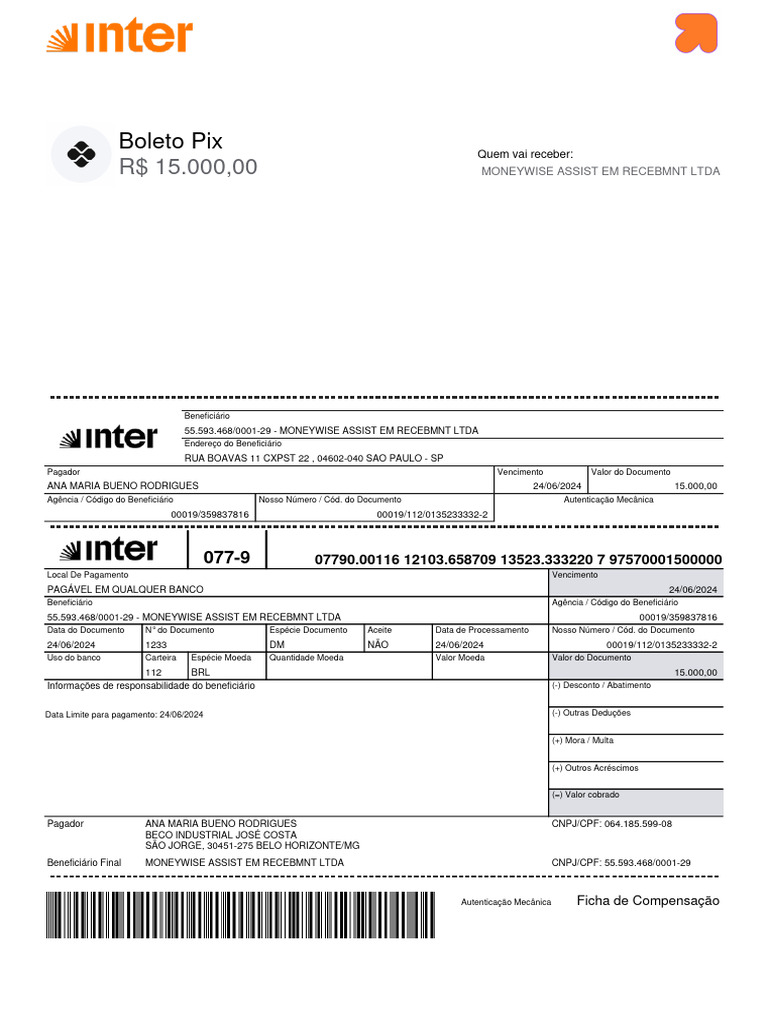 Boleto | PDF | Serviços financeiros | Brasil