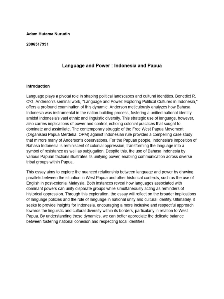 Language and Power: Indonesia and Papua | PDF | Indonesia | Indonesian ...