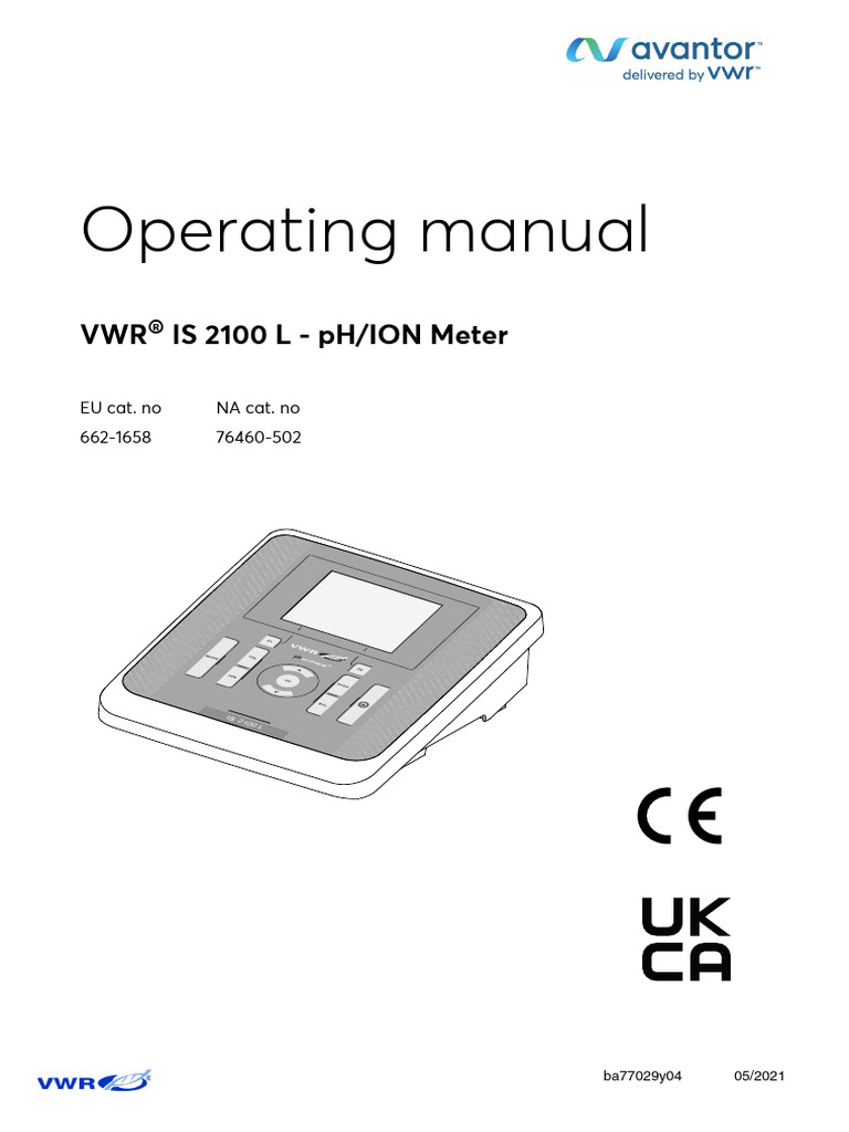 Manual VWR® IS 2100 L - PH and ION Meter | PDF | Metrología ...