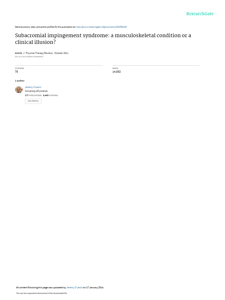 Subacromial Pain Syndrome Review | PDF | Shoulder | Clinical Medicine