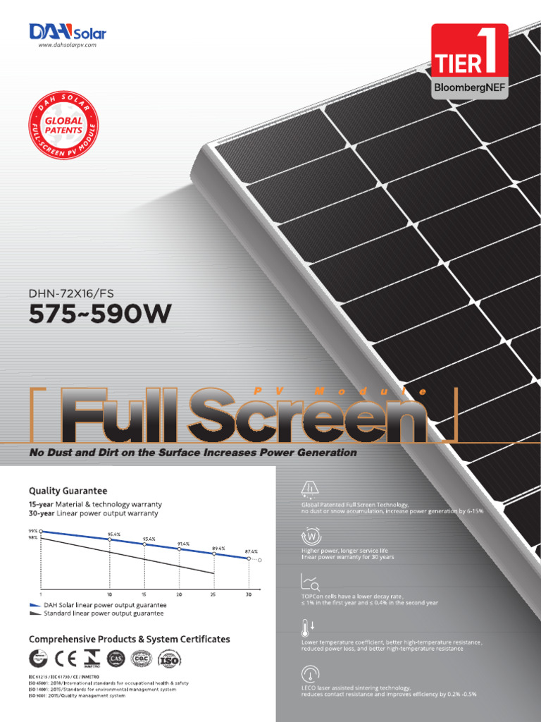 01 Technology Datasheet of Solar Panels | PDF
