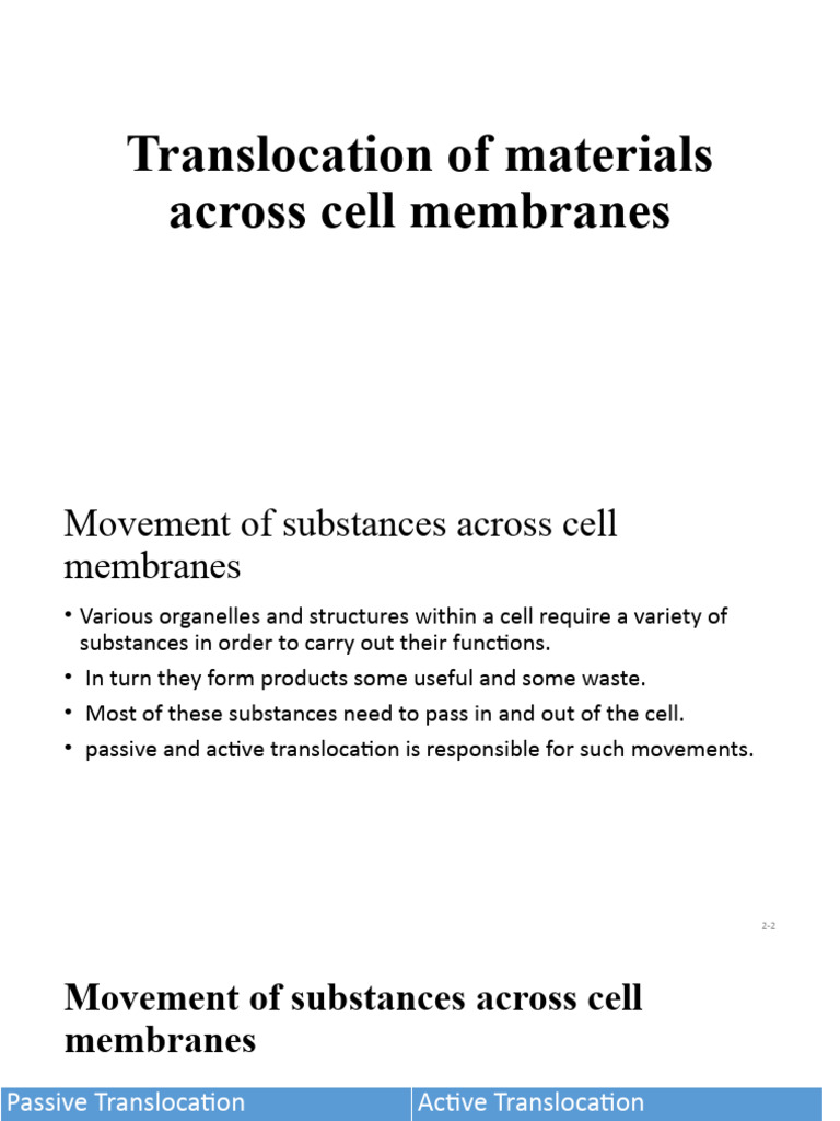 3 Translocation of Substances Across Cell Membranes 4 | PDF | Cell ...
