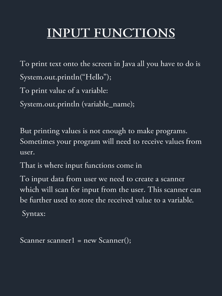 Input Functions | PDF